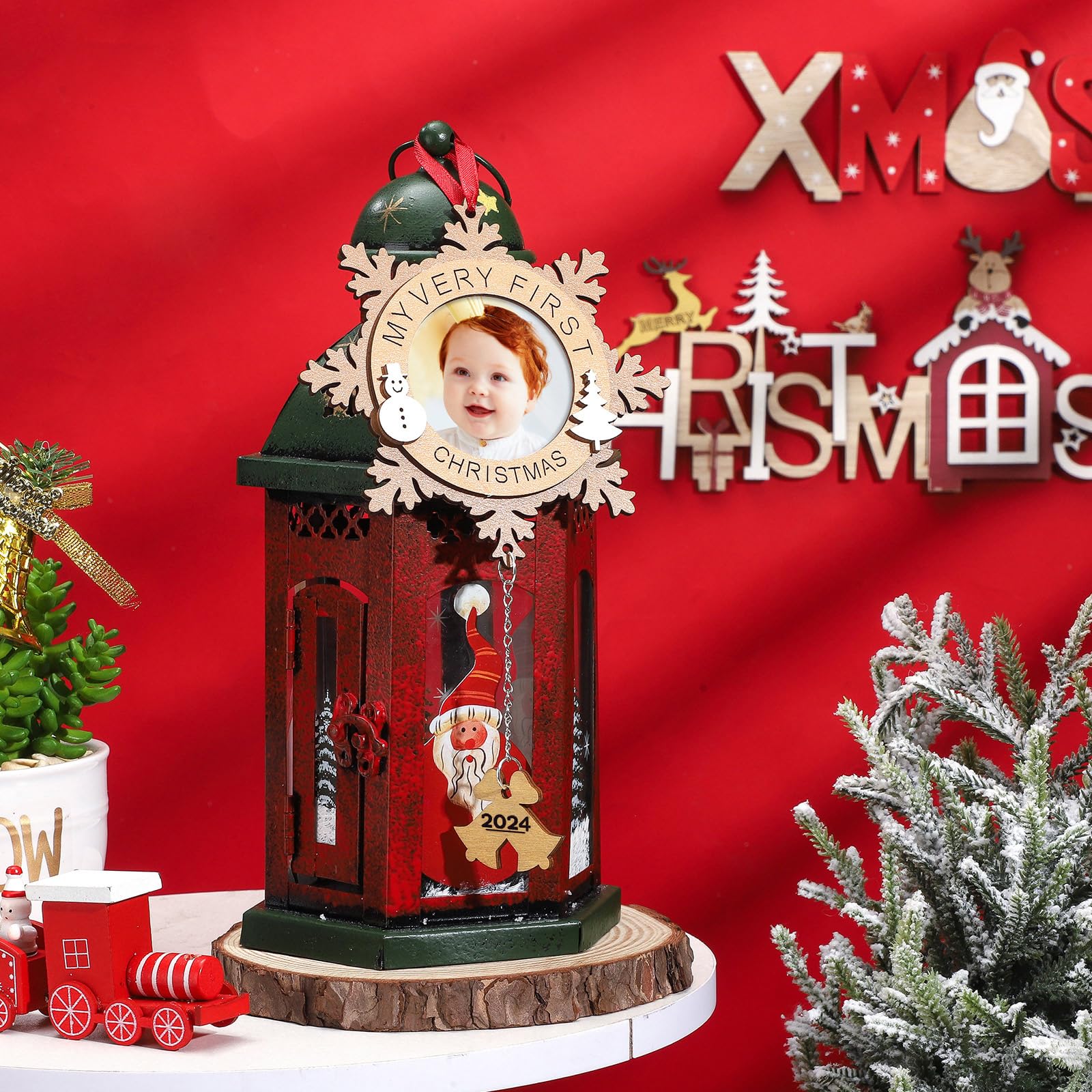 Jetec Baby's First Christmas Photo Ornament 2025 My Very First Christmas Photo Frame Xmas Baby's 1st Keepsake Picture for Newborn Baby Christmas Tree Decor