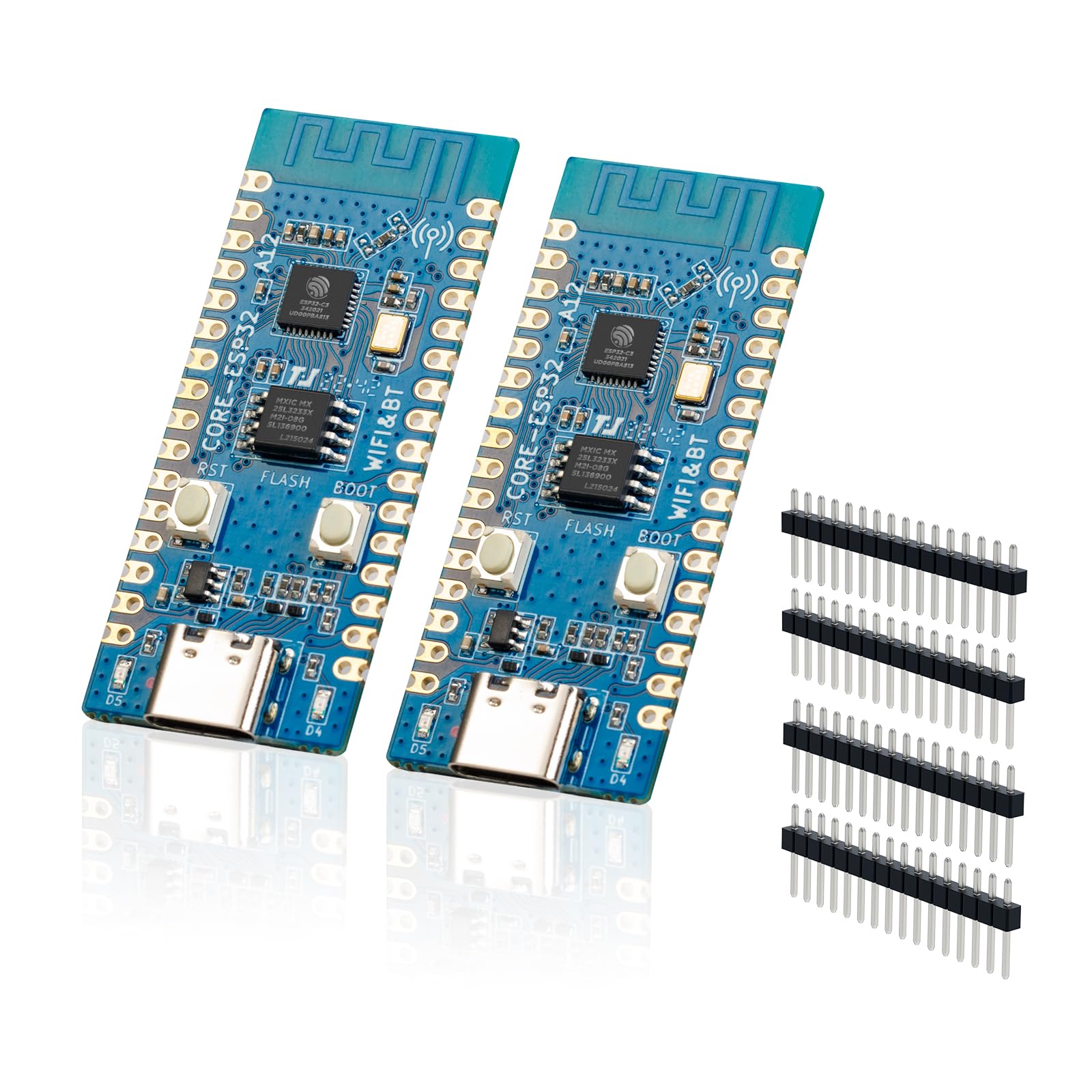 2 PCS ESP32-C3 ESP32 USB C Development Boards with WiFi, Bluetooth, BLE Support, ESP32 C3 Microcontrollers with Up to 160MHz Clock Speed, 4MB Flash, 384KB ROM, 400KB SRAM, Arduino IDE Compatible