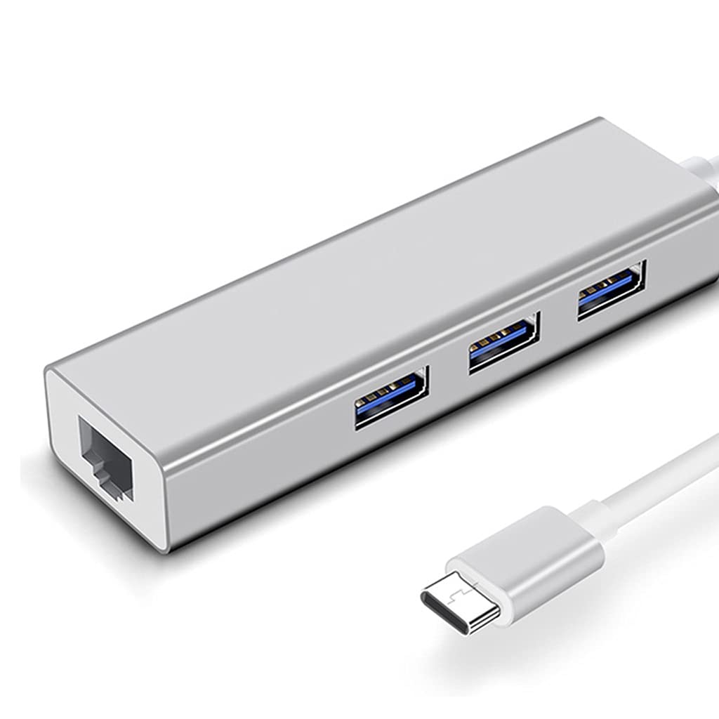 CUJUX Network Cable Converter Type-c Gigabit Network Card Tablet Hub USB to Network Cable Wired Interface Splitter Network Adapter (Color : Silver)