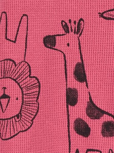 Simple Joys by Carter's Baby Girls' 2-Way Zip Thermal Footed Sleep and Play, Pack of 2, Dark Rose Forest Animals/Grey Strawberries, 3-6 Months
