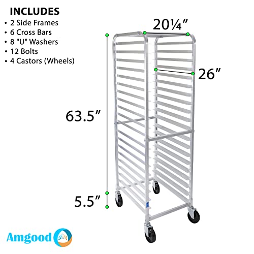 AmGood Commercial Kitchen Pan Rack - Heavy Duty, Bun Pan Sheet Rack, NSF Certified with Wheels (20 Tier Pan Rack)