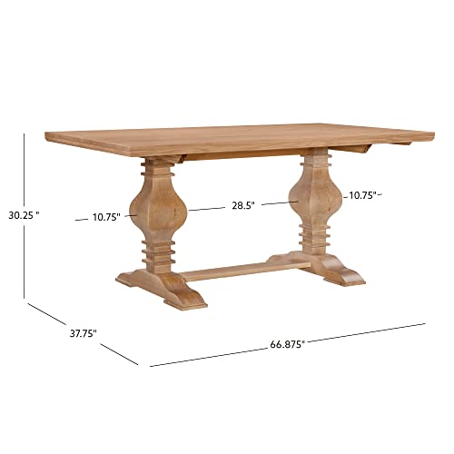 Powell Rustic Honey Solid Pine Double Pedestal Design Dining Sophia Table