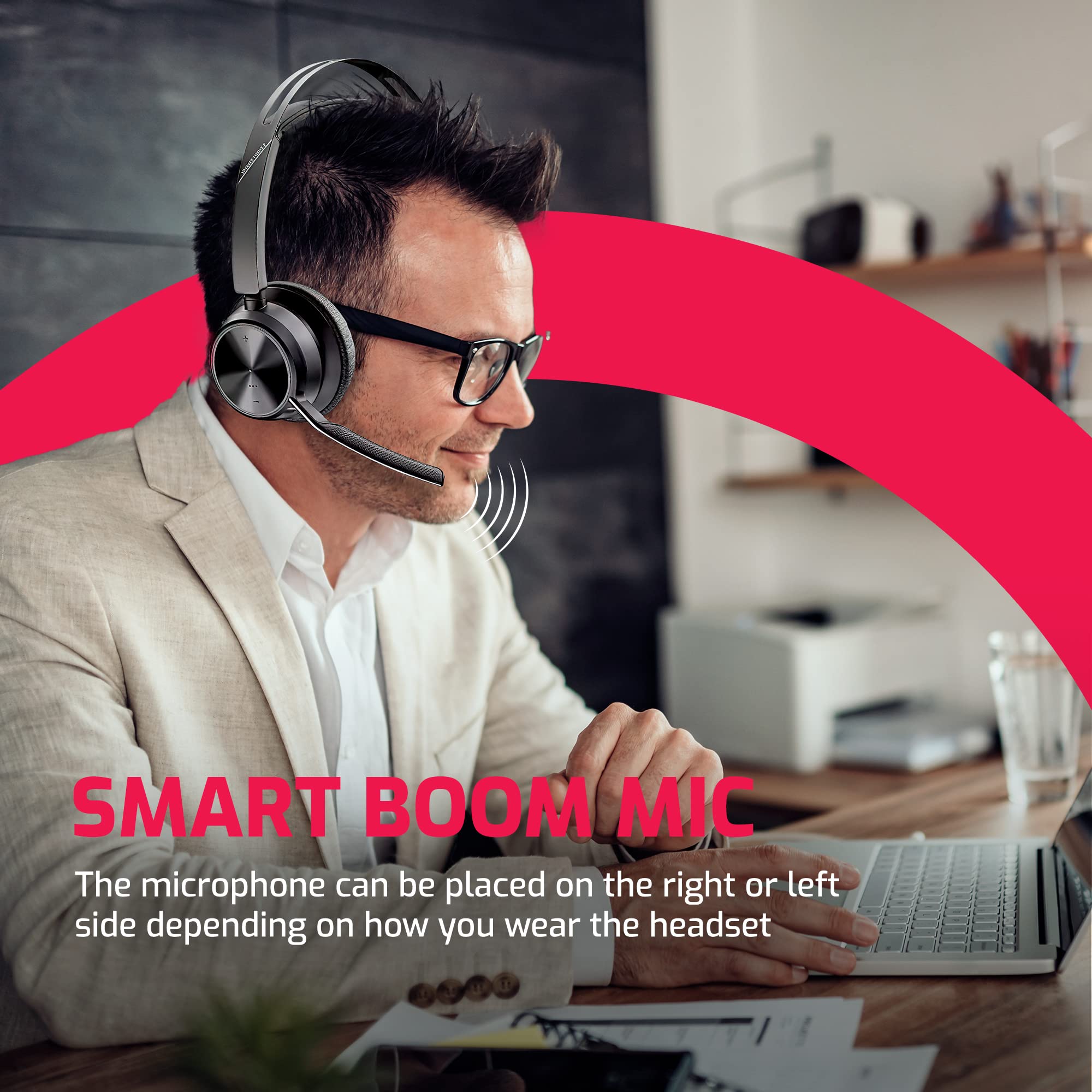 Plantronics Poly Voyager Focus 2 UC, Bluetooth Stereo Headset with Charge Stand, USB-A for Teams, Connects to Deskphone, PC/Mac, Smartphone - Global Teck Bundle w/Microfiber Cloth
