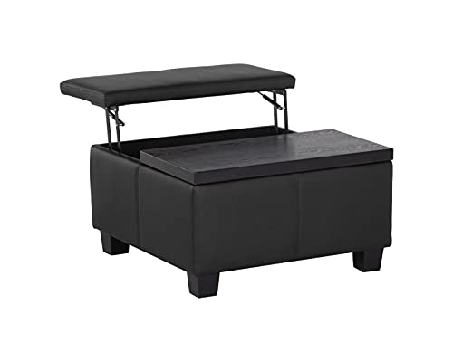 Aldo Lift Top Storage Ottoman Black - Black Wood