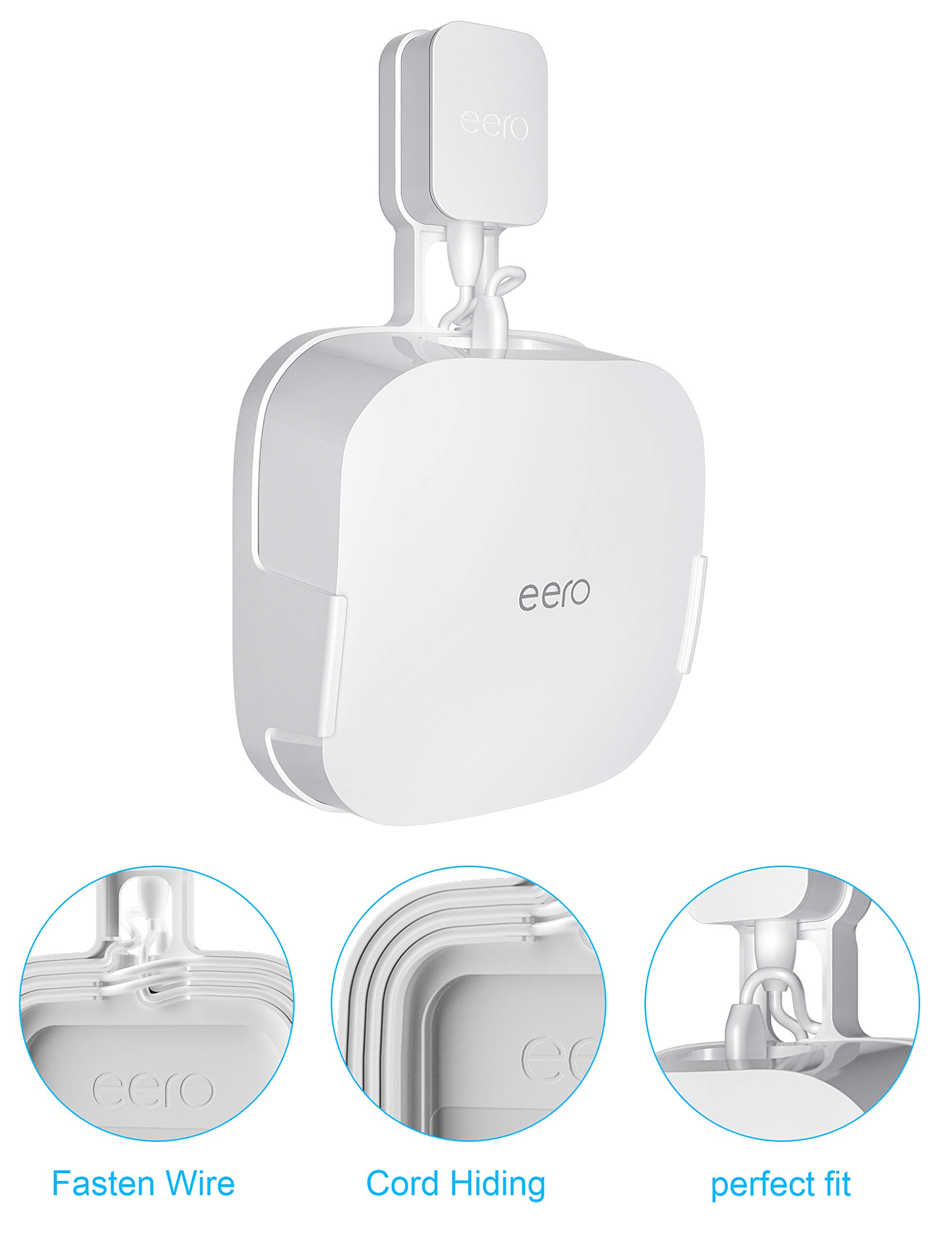 COOLWUFAN Wall Mount Holder for eero Pro 6/6E Home WiFi System - Simple and Sturdy Stand Bracket for Tri-Band Mesh Wi-Fi 6 System (White, 3 Pack)