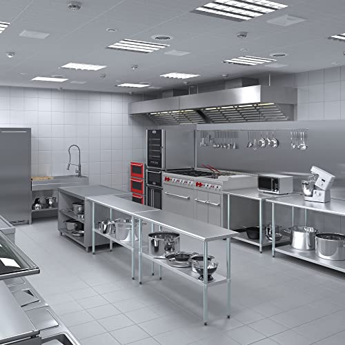 AmGood Stainless Steel Work Table with Undershelf | Kitchen Island Food Prep | Laundry Garage Utility Bench | NSF Certified (60" Long x 18" Deep)