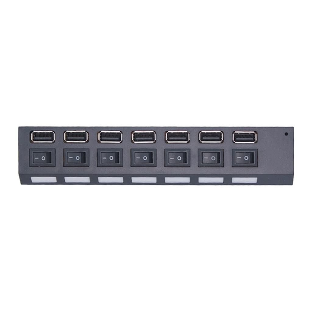 CUJUX USB Power Adapter 7 Port Multiple Expander 2.0 USB Hub with Switch for PC Multi-Interface (Color : Black)