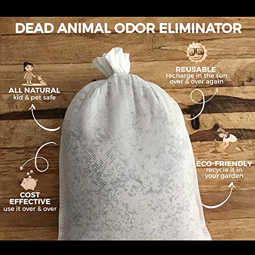 Dead Animal Smell Removal Reusable Deodorant Pouch. Eliminate dead Animal Smell Without Scent. Decay Odor Remover. Fragrance Free. Pet and Kid Safe. Extra Large, Covers 375 Square Feet.