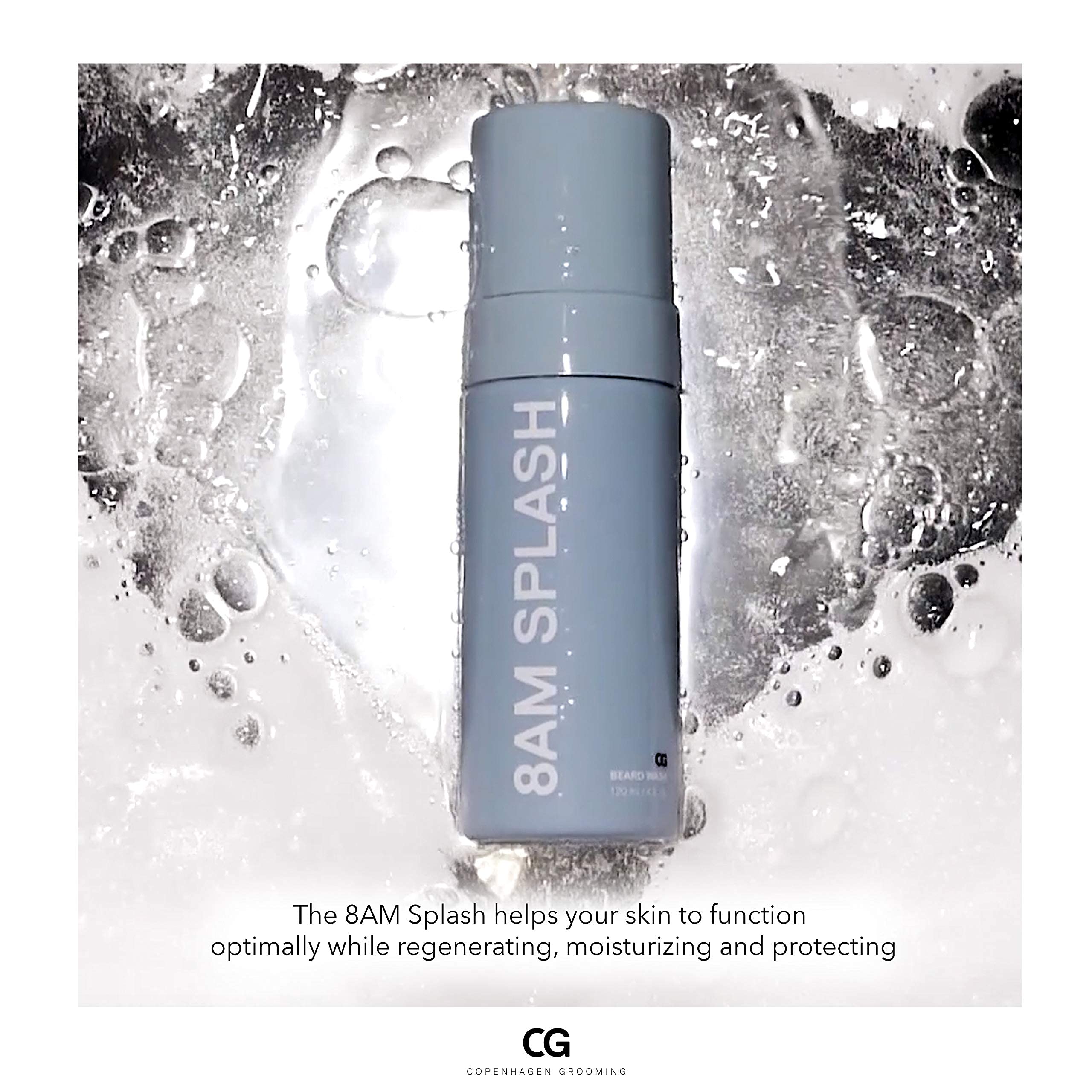 Copenhagen Grooming 8AM Splash Beard Wash for Men - Regenerating & Moisturizing Beard Shampoo - Skin, Mustache and Beard Care