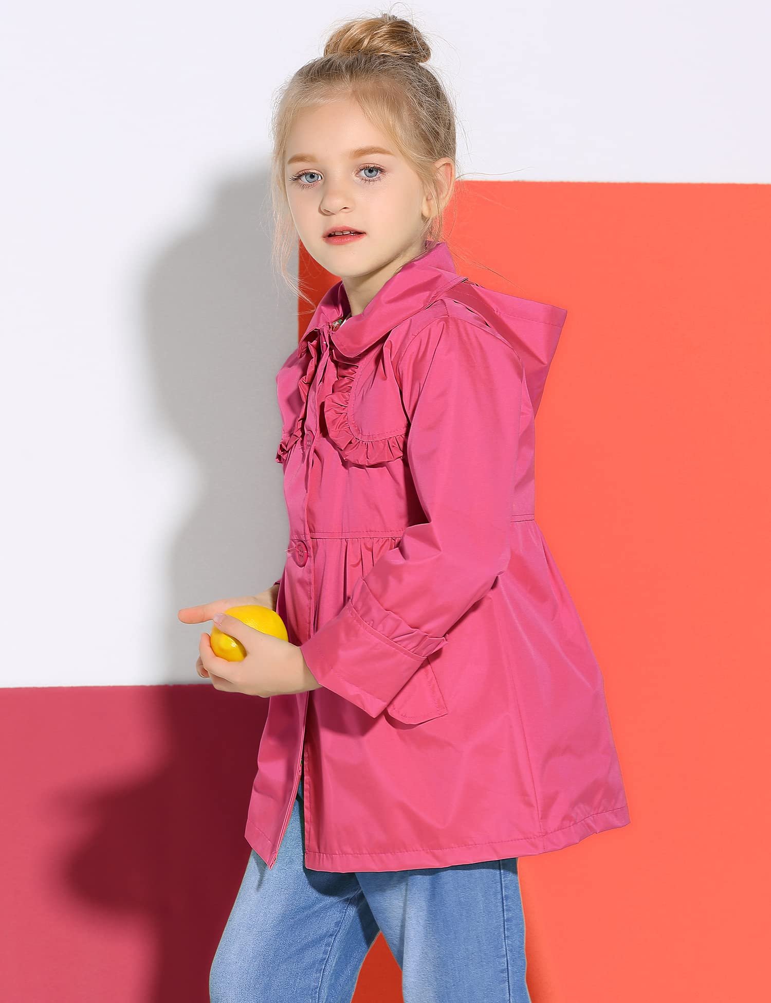 Arshiner Girl Kid Flower Waterproof Hooded Coat Jacket Outwear Raincoat