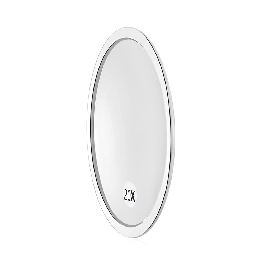 SANTOO 20X Magnifying Mirror with 3 Mounting Suction Cups Used for - Pluck Eyebrows - Tweezing - Blackhead Removal - See Details Clearly β Easy Mounting Makeup Mirror - 6 Inch Round