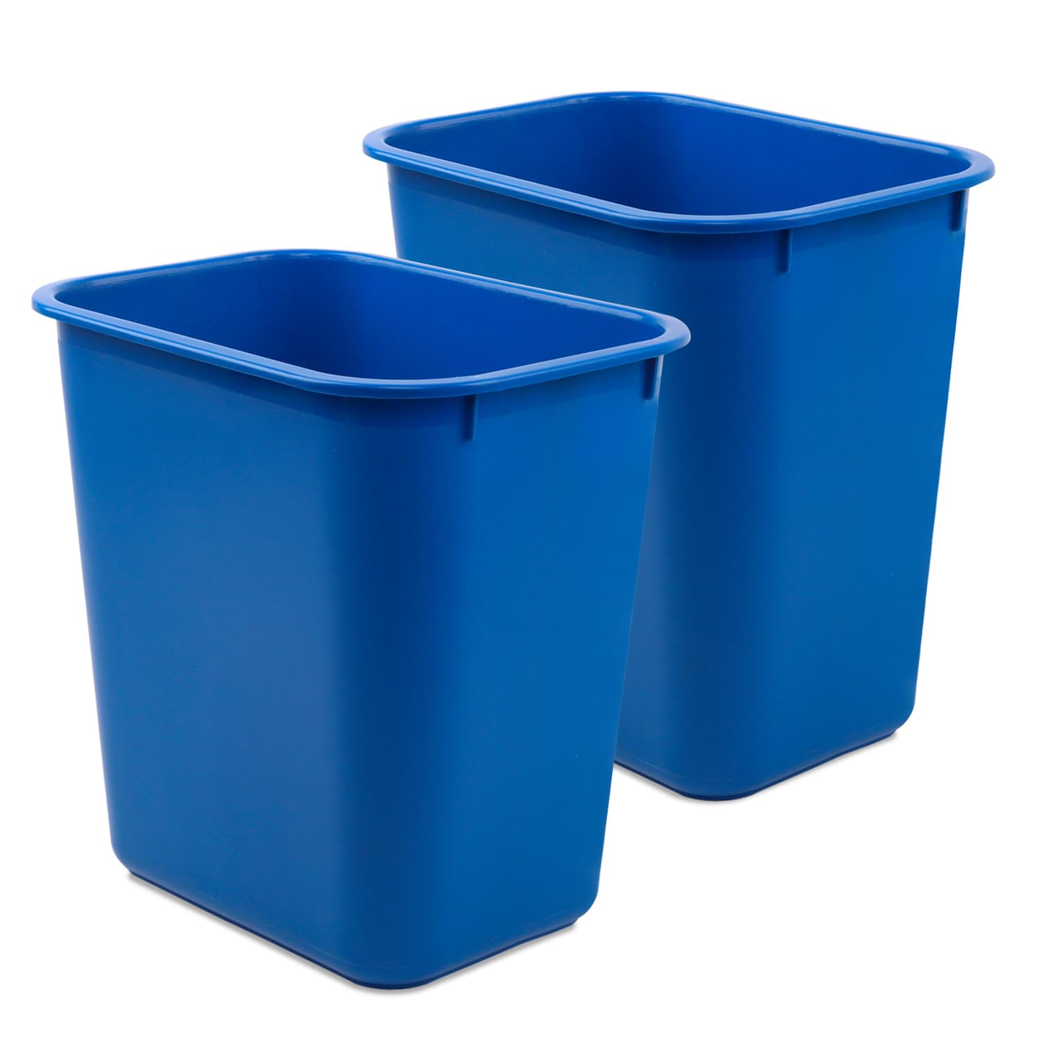 4 Gallon Stackable Wastebasket, 15L - Pack of 2, Compact & Eco-Friendly Trash Can, Ideal for Kitchen/Bathroom/Office, 12x8x12 Inches, Multipack Garbage Bin (Green)