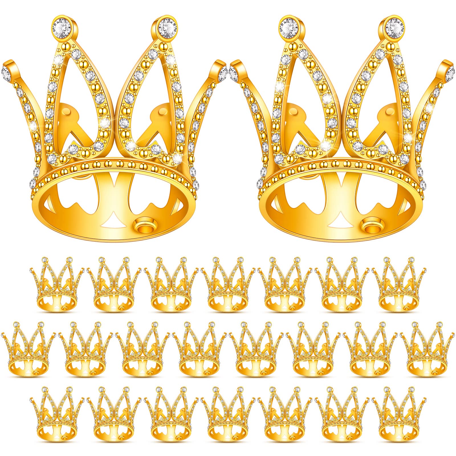 24 Pcs Crown Cake Topper Mini Baby Crown Tiny Queen Crown Small Princess Headpiece Cake Decoration for Women Lady Girl Bridal Wedding Royal Themed Baby Shower Decor Birthday Party (Gold)