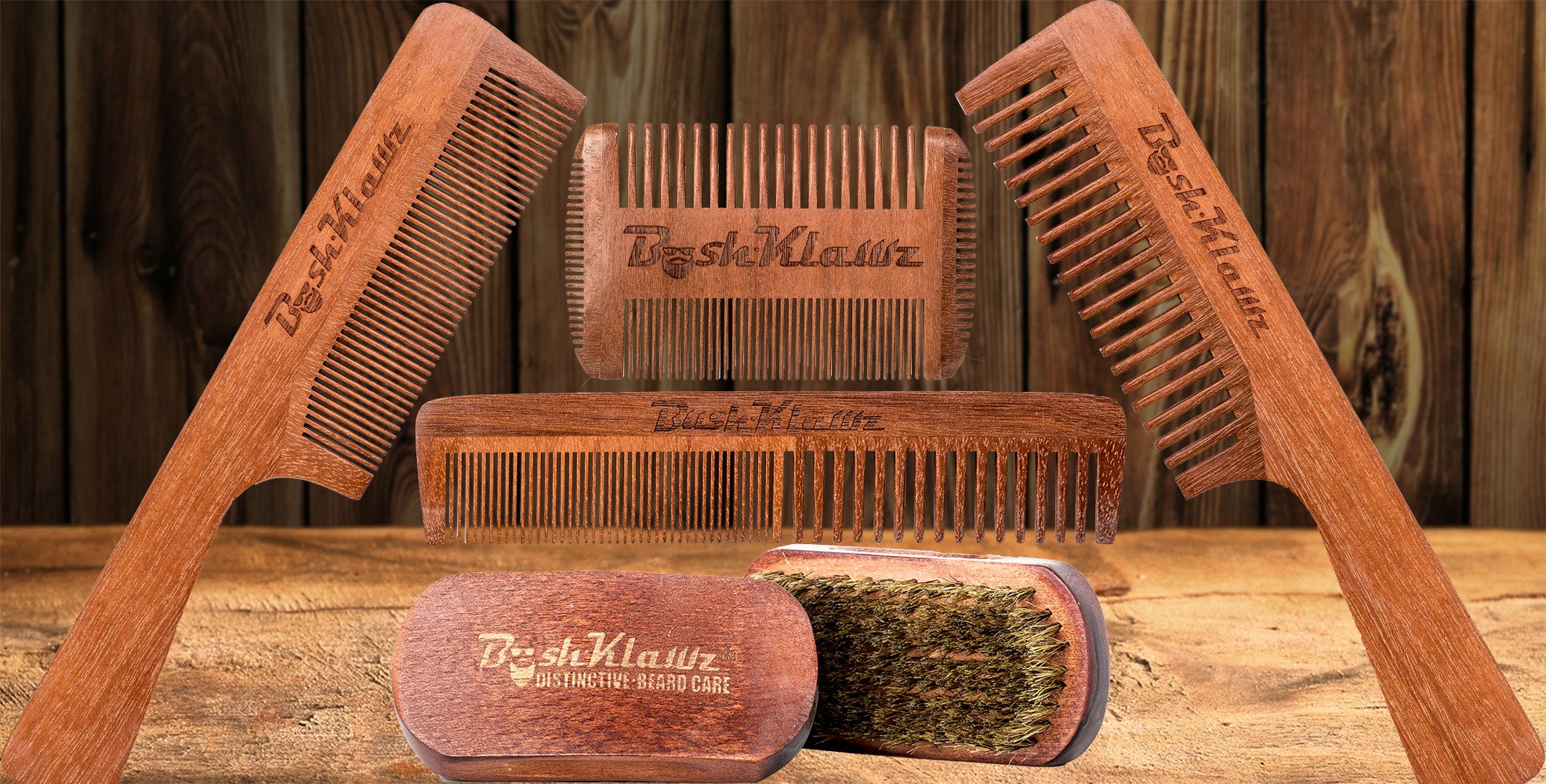 4Klawz Beard Comb - Pocket Comb for Men's Hair Beard Mustache and Sideburns with 4 Sides of Wide & Fine Teeth - Best Bearded Man Grooming Gift Special