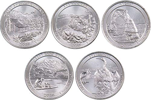 2014 D National Park Quarter 5 Coin Set Uncirculated Mint State 25c Collectible