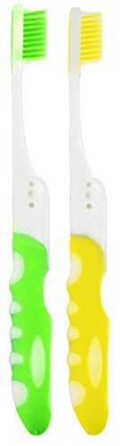 Azi 2pc Premium TSA Approved Travel Toothbrush On The Go Folding Medium Bristles & Tongue Cleaner/Gum Massager Travel Camping Handbag Backpack Car RV Dorm Gym School Locker