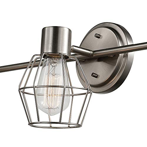 Globe Electric 59701 Cedrick 3-Light Track Lighting, Brushed Nickel, Vintage Edison Bulbs Included