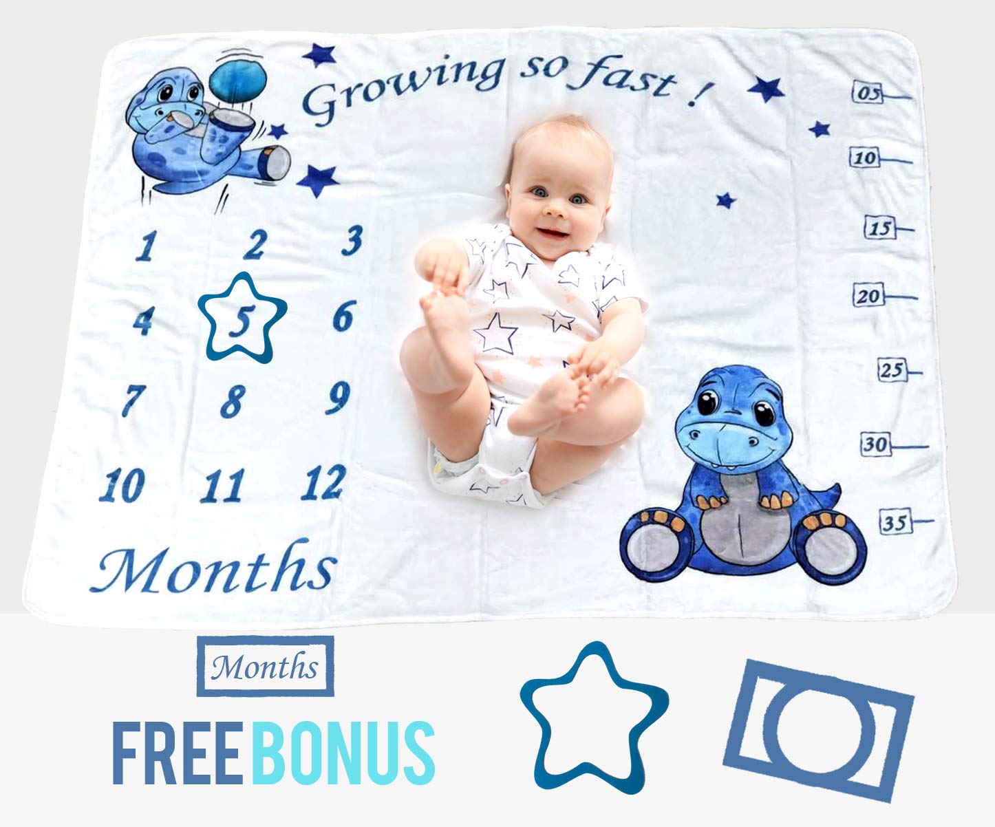 Cozy Bump Dinosaur nursery decor Baby Blanket That’s a Baby Milestone Blanket - Dinosaur milestone blanket
