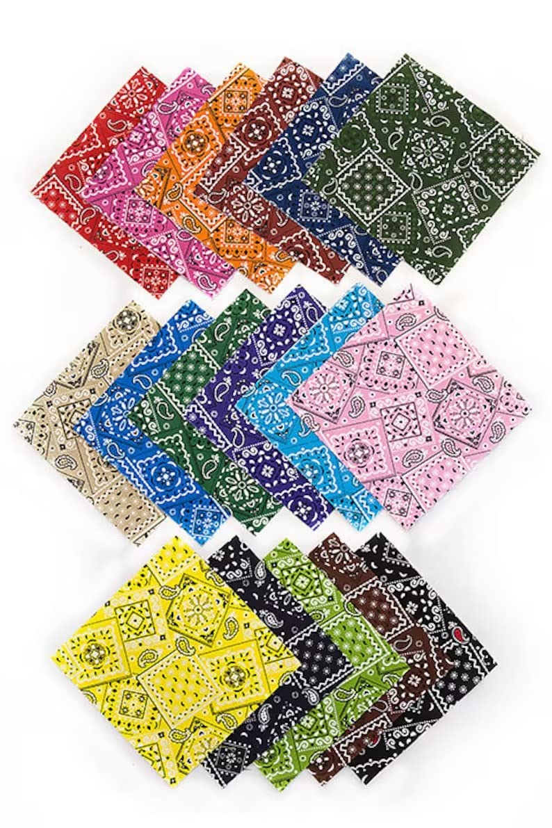17 Pieces Fabric Cute, Beautiful 2.5 inch Bandana Jelly Roll, Cute 100% Cotton Fabric Quilting Strips 2.5"