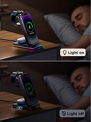 3 in 1 Wireless Charging Station, JOYROOM【Foldable & Double Coil】 Foldable Wireless Charger Compatible with iPhone15/14/13 Pro Max, Apple Watch Ultra/8/7/6/5, and Airpods Pro/2nd/3