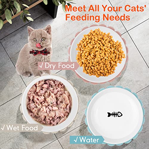 ๐ฎ๐ฌ๐ฎ๐ฏ ๐๐๐ Anti Whisker Fatigue Cat Bowls, Healthy Ceramic Cute Flat Cat Food Bowl for Indoor Cats, Cat Dishes Shallow Wide Cat Plates for Wet Food, Small Whisker Friendly Pet Cat Feeding Bowls