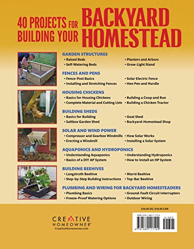 40 Projects for Building Your Backyard Homestead: A Hands-on, Step-by-Step Sustainable-Living Guide (Creative Homeowner) Fences, Chicken Coops, Sheds, Gardening, and More for Becoming Self-Sufficient
