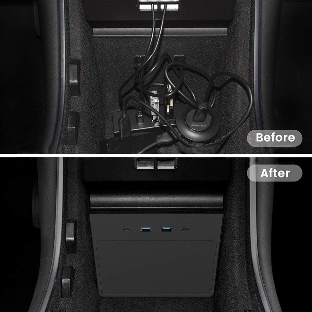 CALIDAKA 5 in 1 Ports Tesl-a Model 3 Model Y USB Hub, Dashcam and Sentrys Mode Viewer USB-C Hub Dongle USB Tesl-a M 3 My Accessories, Custom Designed for Tesl-a Model 3/Y 2020 June Produce