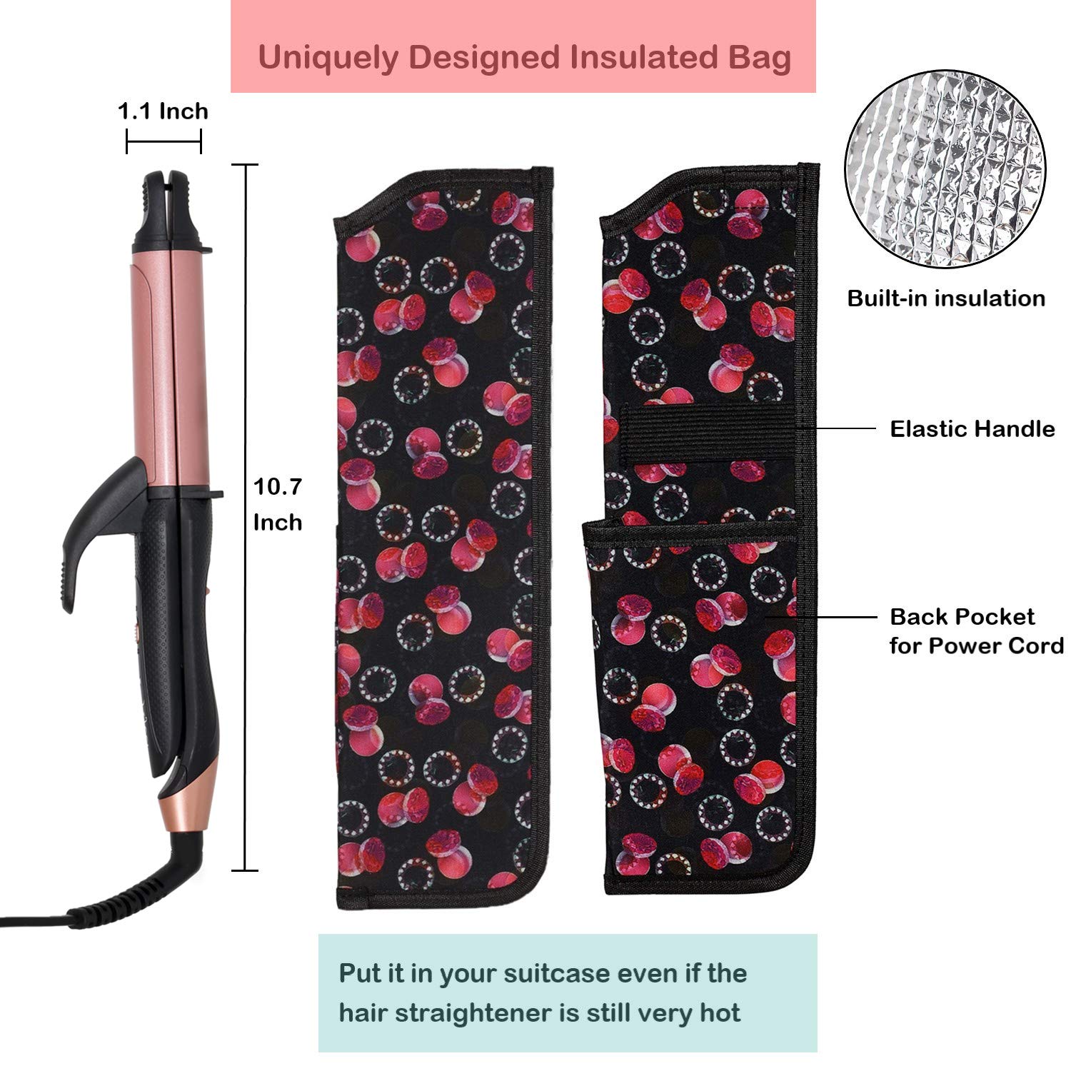 2 in 1 Travel Curling Flat Iron Dual Voltage Mini Hair Straightener and Curler with 1 Inch Rose Gold Ceramic PTC Plate (Gold)