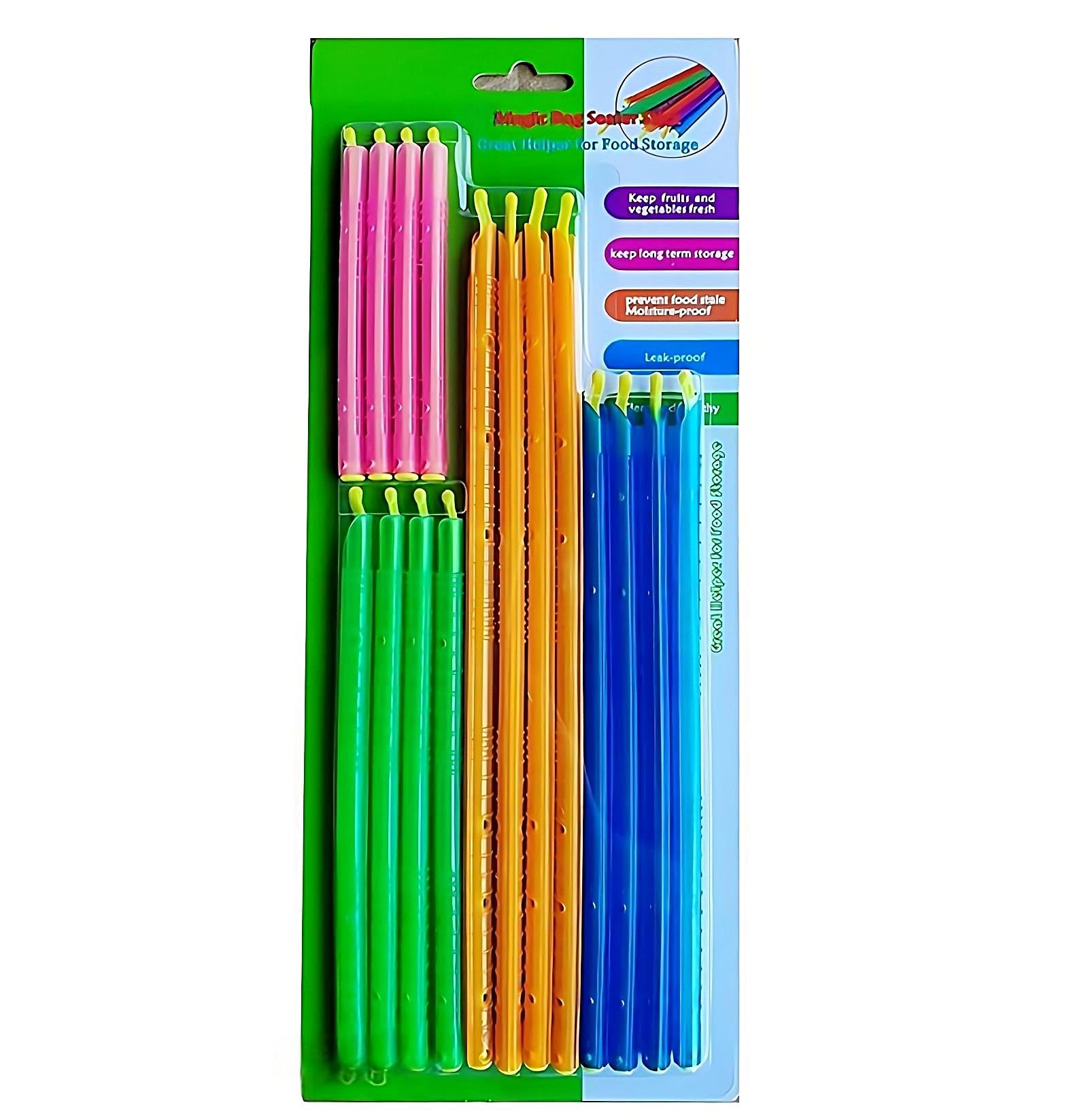 16 PCS-Bag Clips, Reusable Clip Clip, Sealer,Waterproof Seal on Food Storage Bags,Food Clip Set for Kitchen Storage, Magic Bag Sealer Stick,Food Preservation Seal Lock,Multicolor (Orange)