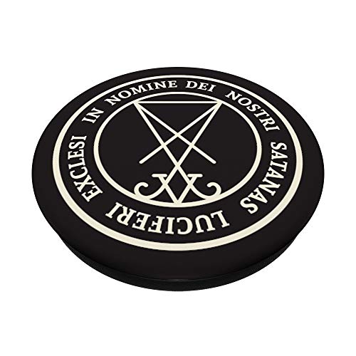 Black base white Sigil of Lucifer Satanic Symbol PopSockets PopGrip: Swappable Grip for Phones & Tablets