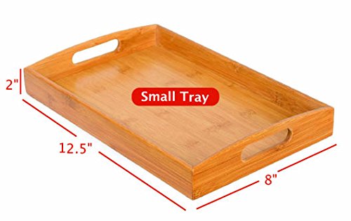 BirdRock Home 3 pc Breakfast Bed Tray (Rounded) - Bamboo - Cut Out Handles - Set of 3 - Bamboo - Nesting