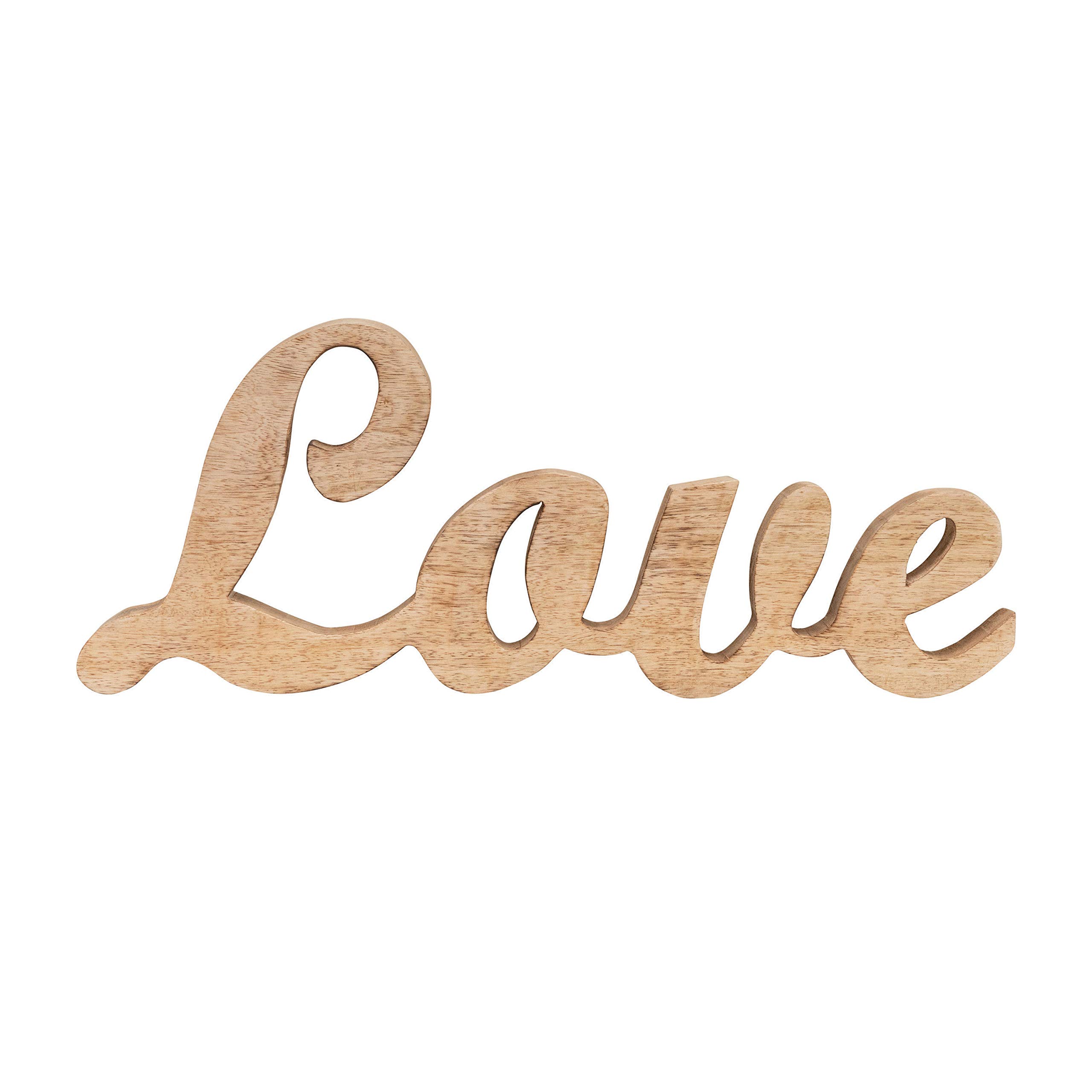 Creative Co-Op Mango Wood Word Cut-Out Love Décor, Brown