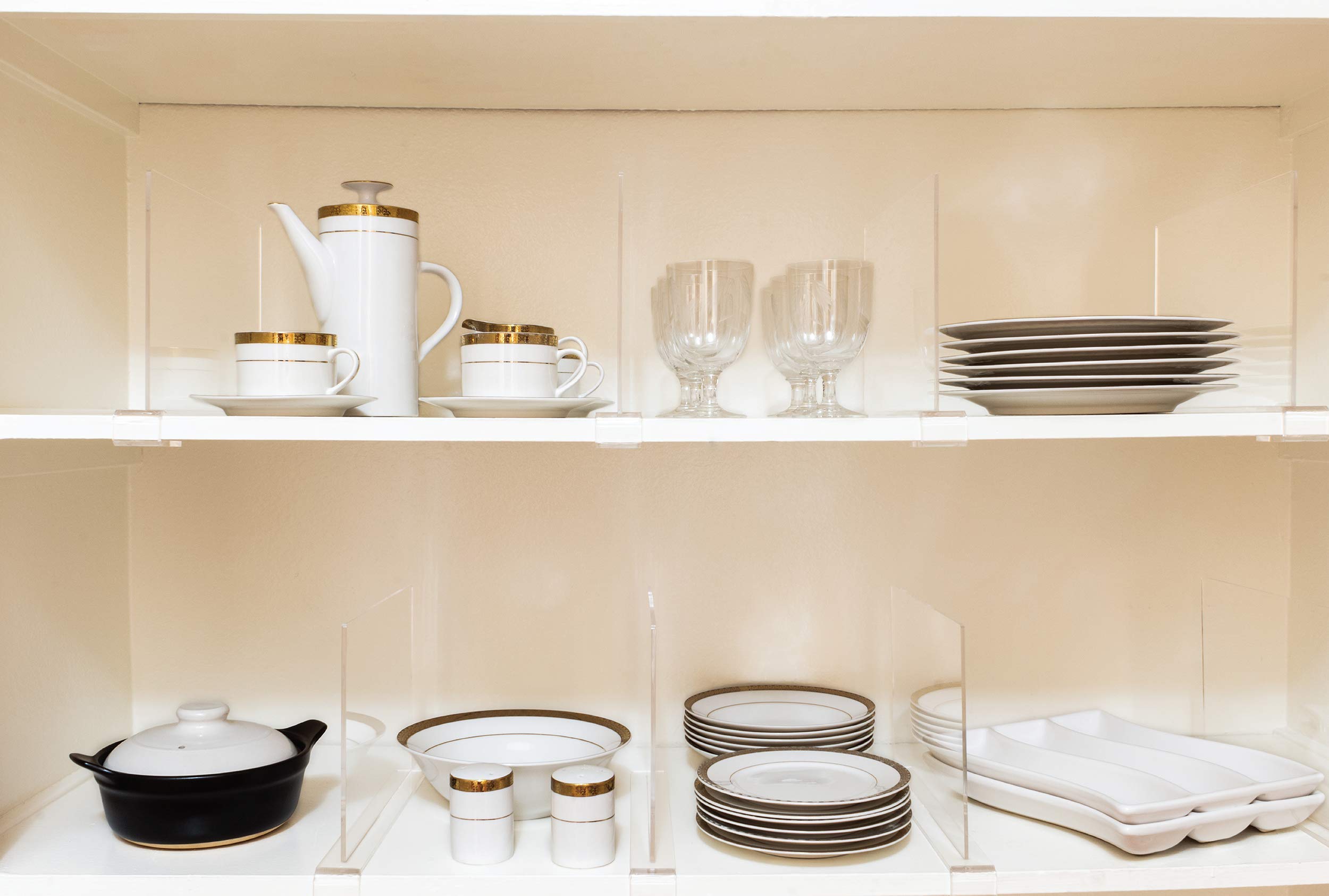 A & R 8 Pack Acrylic Shelf Dividers for Closet - Clear Shelf Organizer for Clothes - Adjustable Storage Separators in Bedroom and Office - Suitable for Wooden or Vertical Shelves