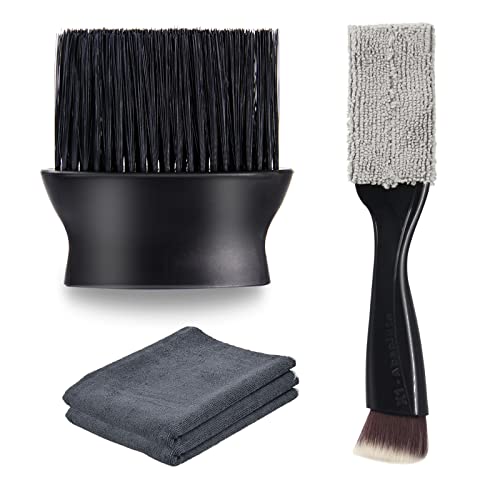 3 Pack Car Cleaning Kit with Auto Interior Dust Brush,Double Head Brush with Soft Nylon Hair and Coral Fleece, Soft Bristles Detailing Brush Dusting Tool for Automotive Dashboard