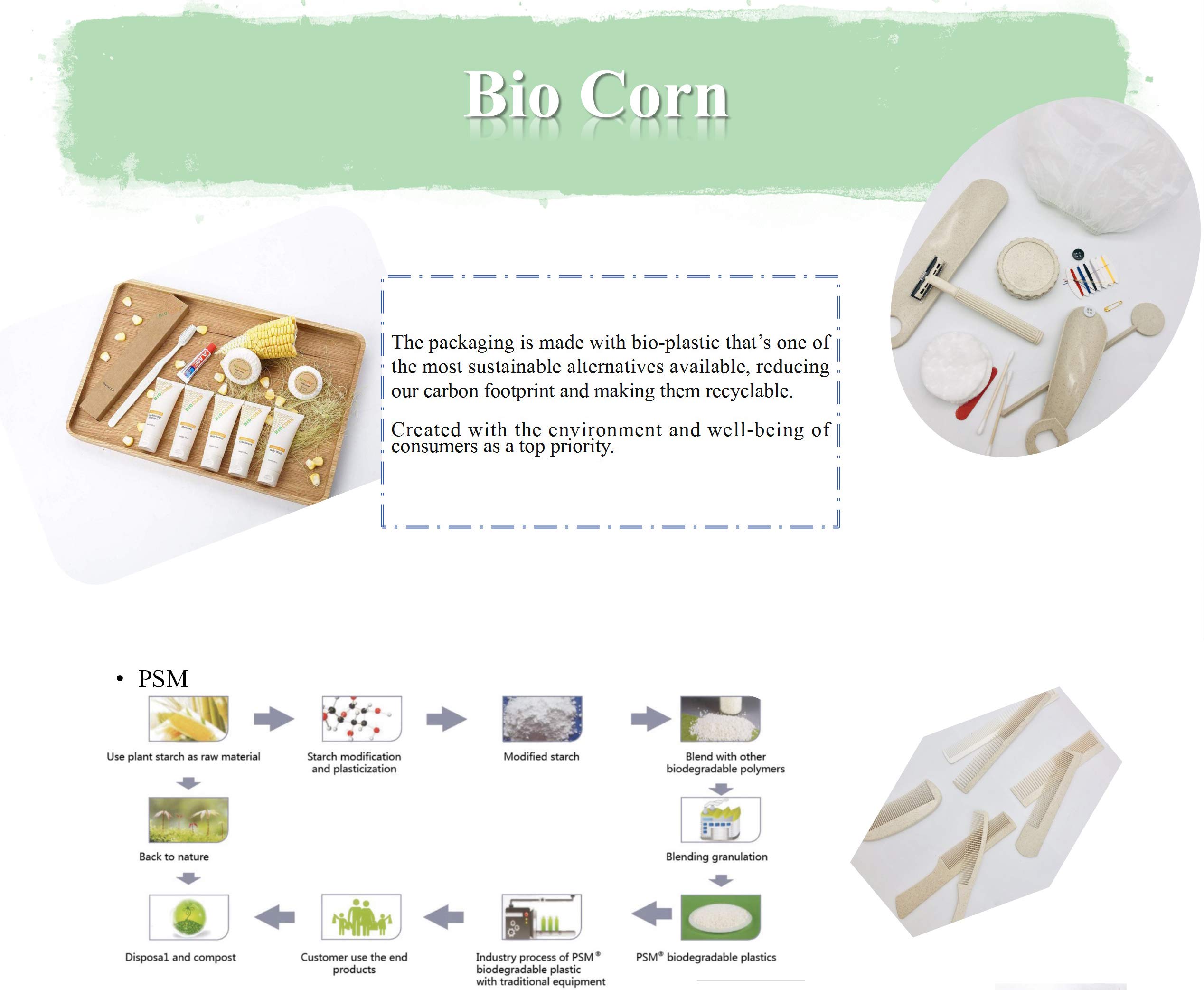 BIO CORN Travel Size Shampoo and Conditioner 2 in 1, Hotel Toiletries Bulk (200 Pack, 1.1oz/30ml) ,Degradable Tube -Cornstarch Material