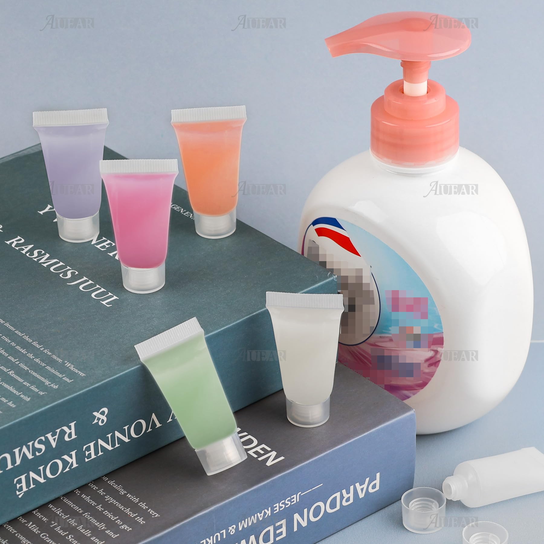 AUEAR, 24 Pack 5ml Empty Refillable Plastic Soft Tubes Squeeze Cosmetic Bottles Packing Sample Mini Containers for Body Lotion Shower Gel Shampoo Cleanser