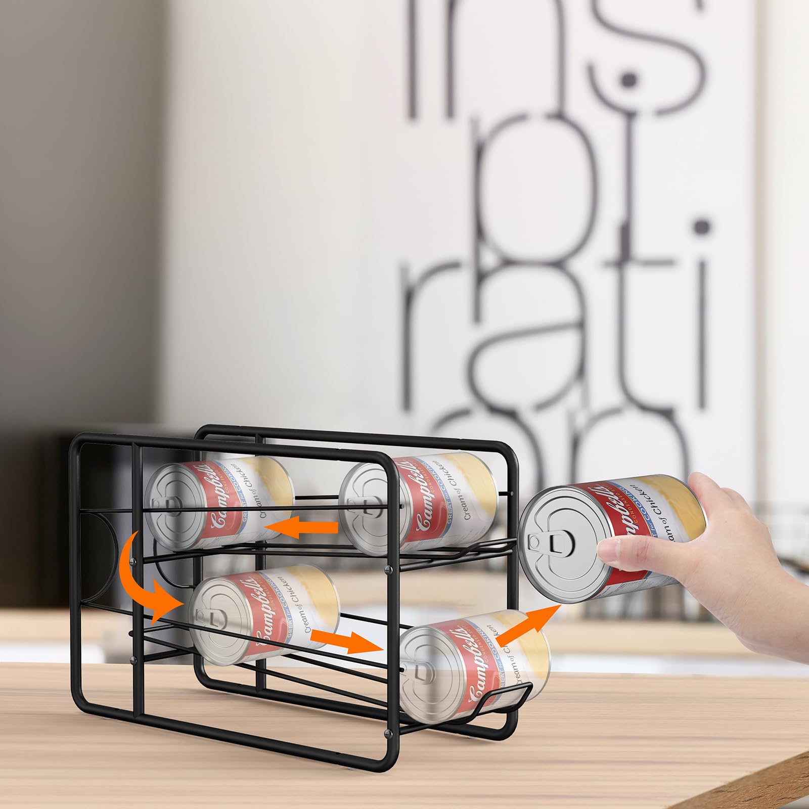 4 Pack - MOOACE Can Dispenser Rack, Stackable Can Storage Organizer Holder for Canned food Kitchen Cabinet Pantry Countertop, Black