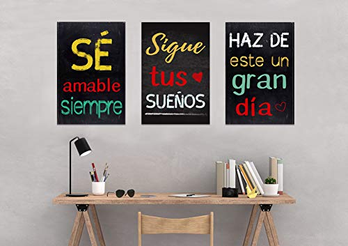 FaCraft Spanish Classroom Decorations,6pcs Spanish Motivational Posters,12"x 18" Inspirational Positive Quotes Wall Art Poster for Spanish Classroom School,Home,Office,Library Decor