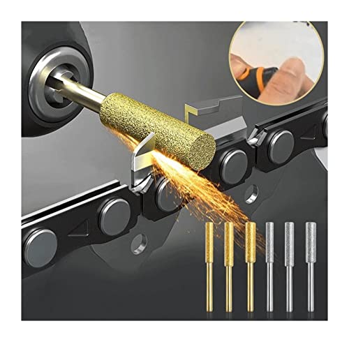 3/4/5/6pcs Diamond Coated Cylindrical Burr 4/4.8/5.5mm Chainsaw Sharpener Stone File Chain Saw Sharpening Carving Grinding Tools (Color : Gold 3pcs Set 3, Size : /)