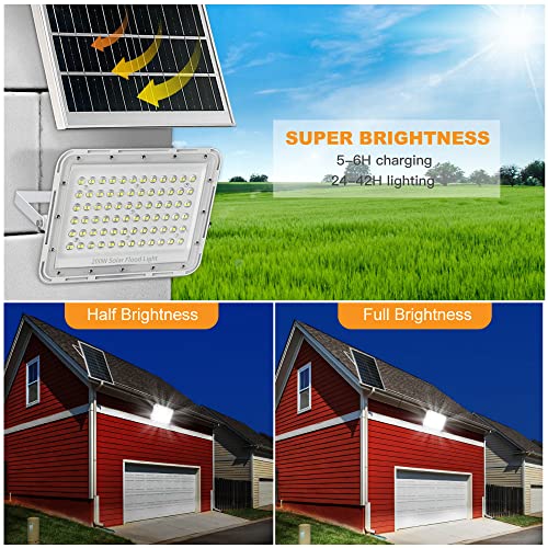 200W LED Solar Flood Lights,18000Lumens Street Flood Light Outdoor IP67 Waterproof with Remote Control Security Lighting for Yard, Garden, Gutter, Swimming Pool, Pathway, Basketball Court, Arena