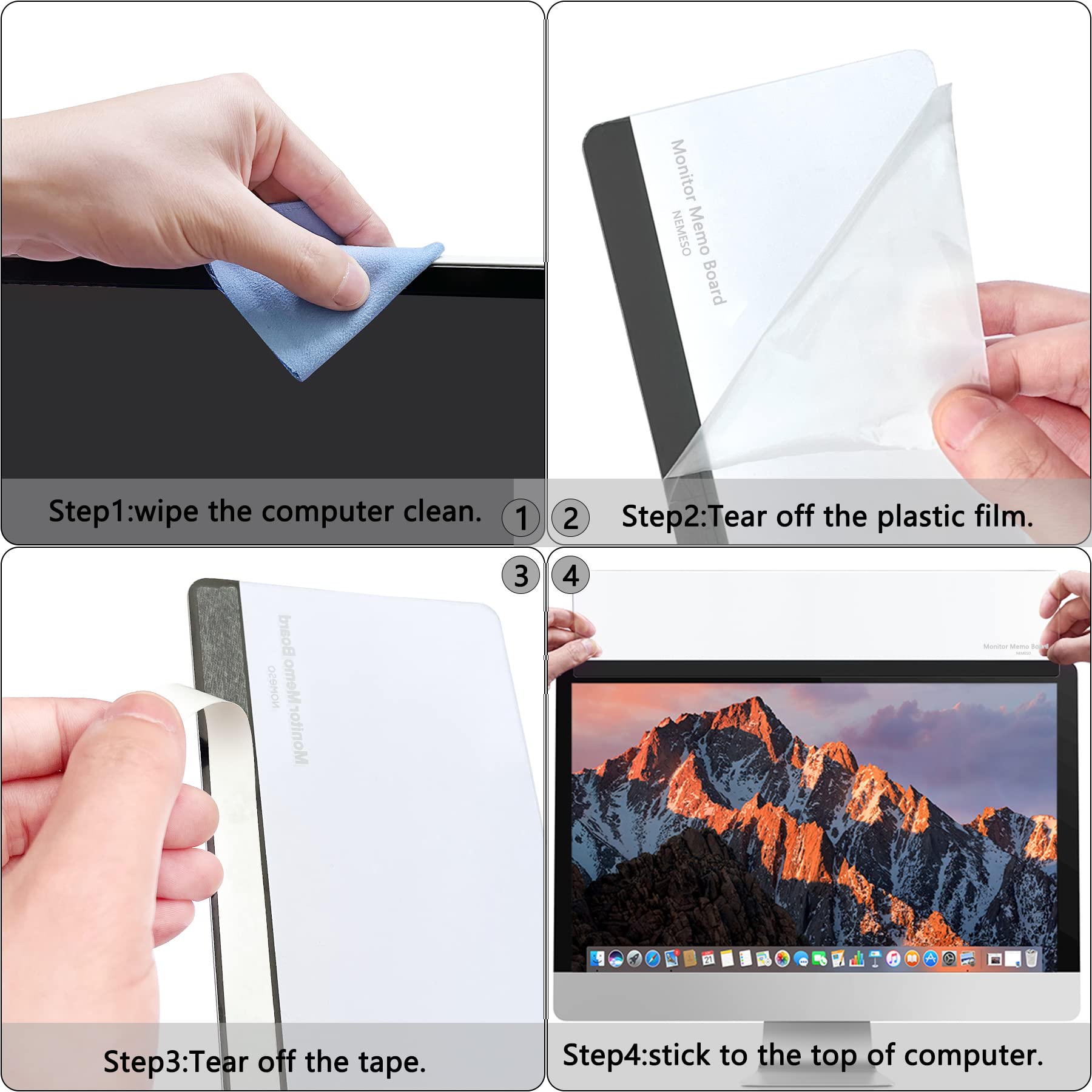 2 pcs Monitor Memo Board,18” Computer Monitor Memo Board,Transparent Monitor Note Holder, Message Board for Computer Monitors,Note Holder for Office Home Desktop Top Mount