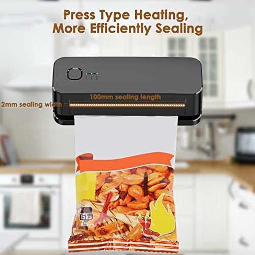 ODSD Mini Heat Sealer, Mini Bag Sealer Heat Sealer, Portable Handheld Bag Resealer Machine for Chip Bags Plastic Bags Food Storage (Black)