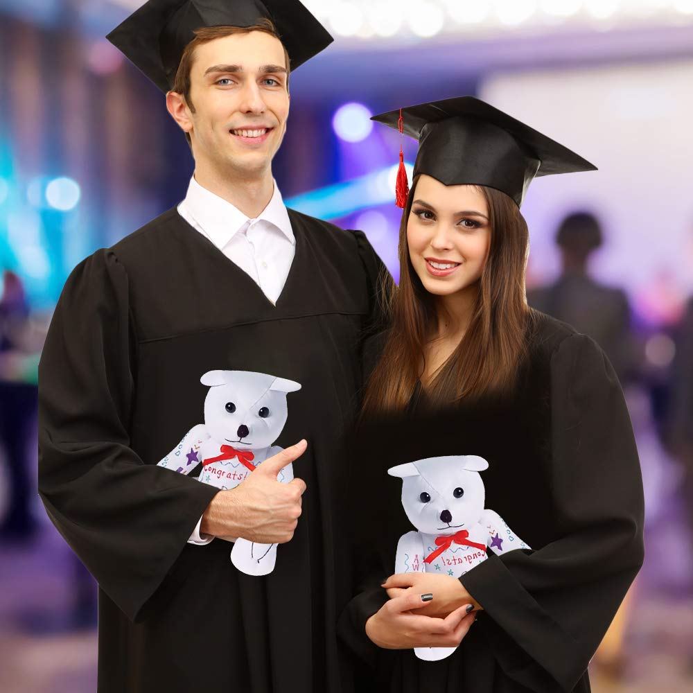ArtCreativity Plush Autograph Teddy Bear, 1 Piece, Graduation Autograph Stuffed Animal, 11 Inch Stuffed Toy with White Smooth Fabric, Cute Hospital Get Well Soon Gift, Unique Baby Shower Idea