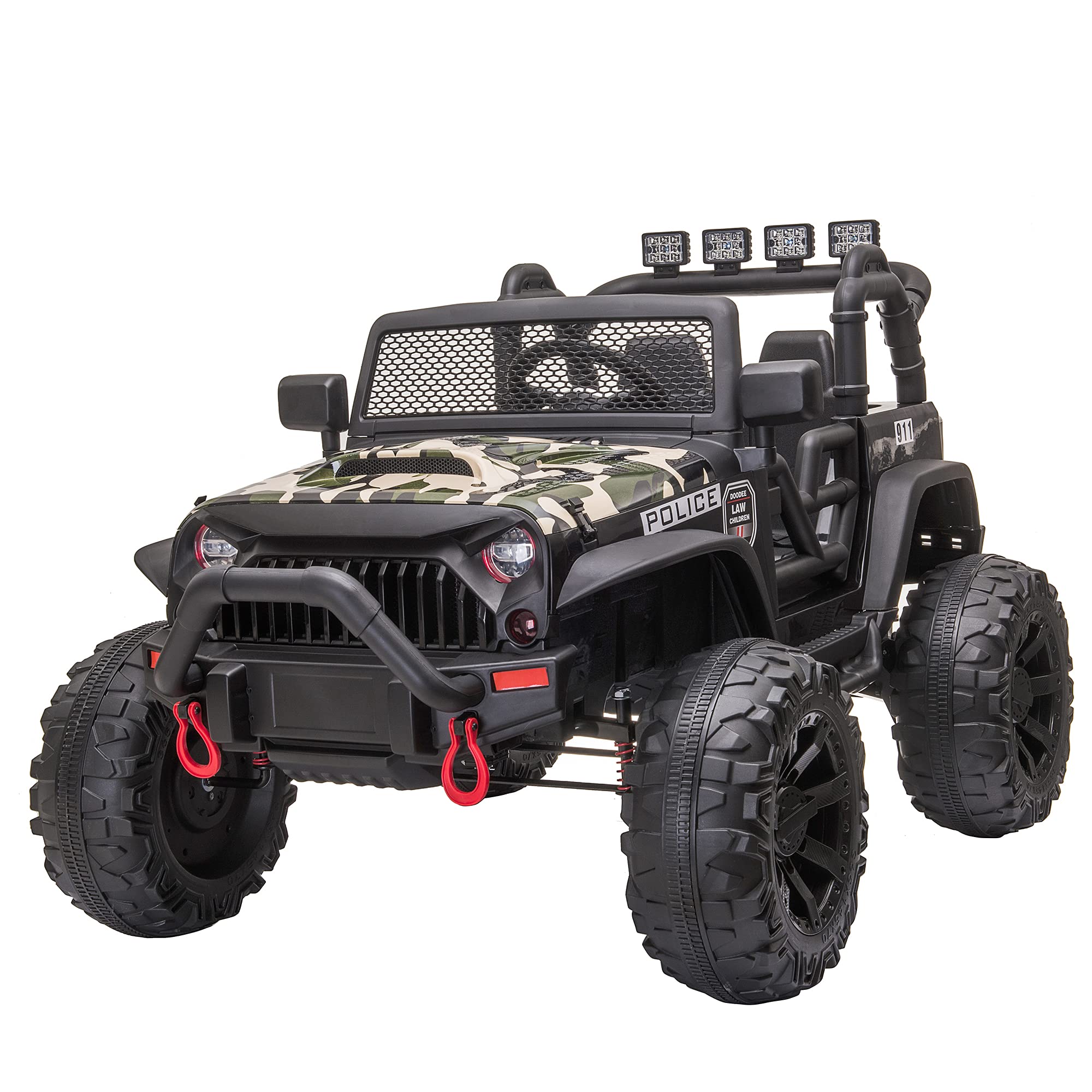 Aosom Ride On Truck for Toddlers 3-8 with Bluetooth, 12V Battery-Powered Electric Car for Kids with Wide Seat, Remote Control, Music, Camo