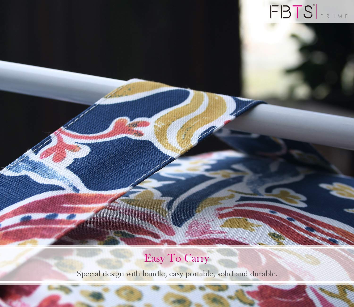 FBTS Prime Inflatable Footstool Ottoman Cover Navy Paisley Round 21x9 Inch Patio Foot Stools and Ottomans Footrest Cover