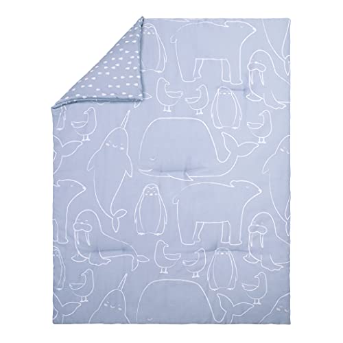 Trend Lab Modern Baby Crib Bedding Set for Boys or Girls | Save The Polar Bears 4 Piece Nursery Décor Quilt, 2 Fitted Crib Sheets, and Dust Ruffle Skirt - Grey, 80005