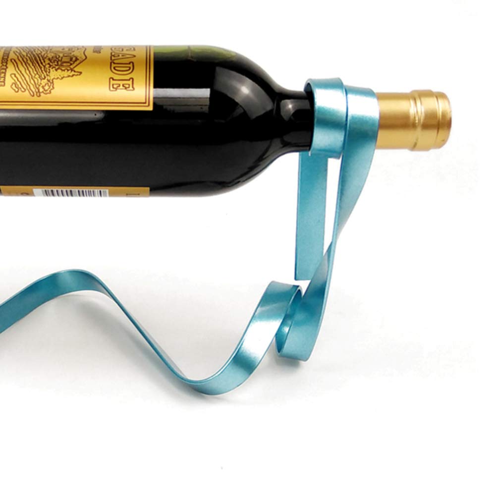 1pc Iron Decoration Rack Suspension Holder Decorative Home Bracket Floating Bottle for Ribbon Wine Novelty Suspended Office Rope Stand Table Silk Sky-blue