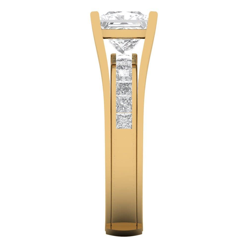 2.28 ct Princess Cut Clear Simulated Diamond 14k Yellow Gold Solitaire W/Accents Wedding Engagement Promise Ring size 5