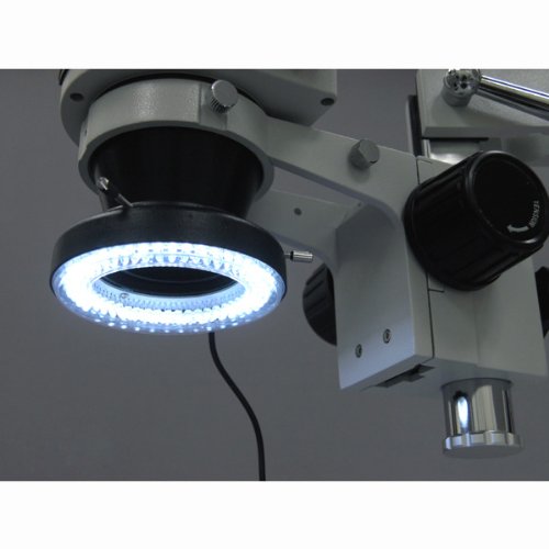 AmScope SM-4TZ-144A-18M3 3.5X-90X Trinocular Stereo Zoom Microscope w/Multi-Zone 144 LED and 18MP USB 3.0 C-Mount Camera on Double Arm Boom Stand