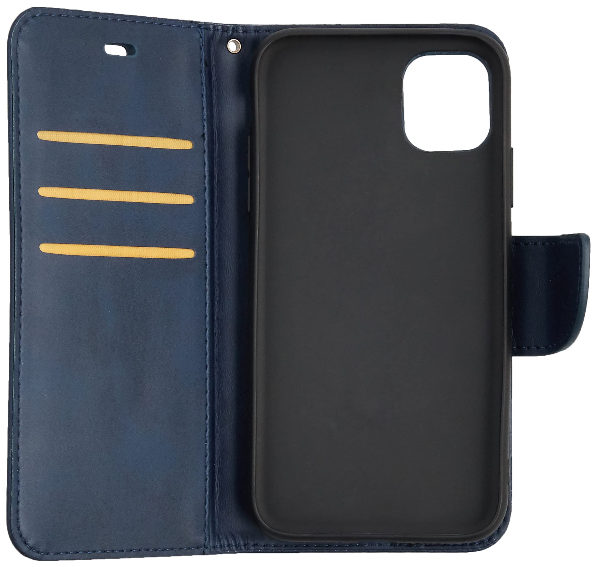 Glow Co, Ltd. 406-1-04 iPhone 11 Notebook Type Case with Strap, Navy, Tempered Glass & Stylus Pen